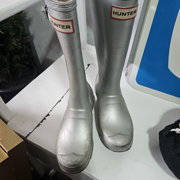 Hunter | Shoes | Hunter Metallic Silver Boots | Poshmark